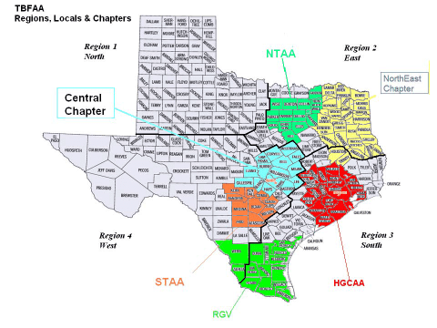 Regions & Chapter Map | Texas Burglar & Fire Alarm Association